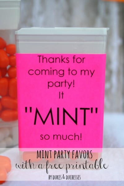 Mint Party Favors {with a Free Printable} - Dukes and Duchesses