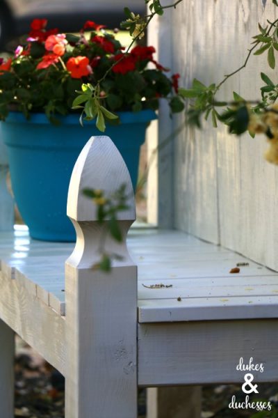 DIY Picket Fence & Fence Post Themed Outdoor Garden Bench