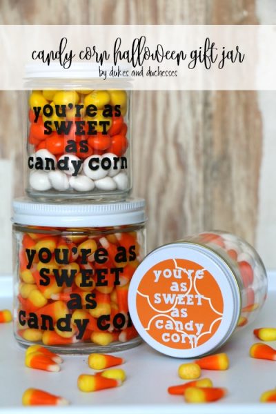 Candy Corn Halloween Gift Jar - Dukes and Duchesses