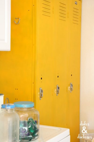 Painted Lockers {Small Space Storage Solution}