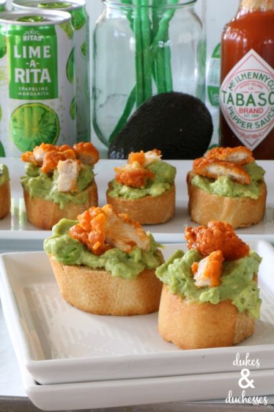 Buffalo Chicken Avocado Toast Bites - Dukes and Duchesses