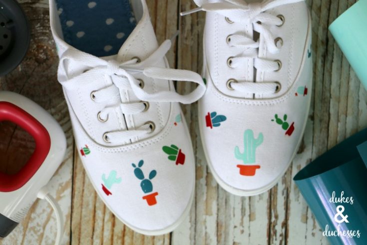 DIY Cactus Shoes Made with the Cricut EasyPress Mini - Dukes and Duchesses