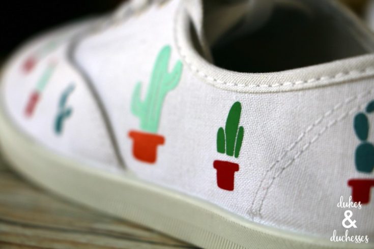 DIY Cactus Shoes Made with the Cricut EasyPress Mini - Dukes and Duchesses